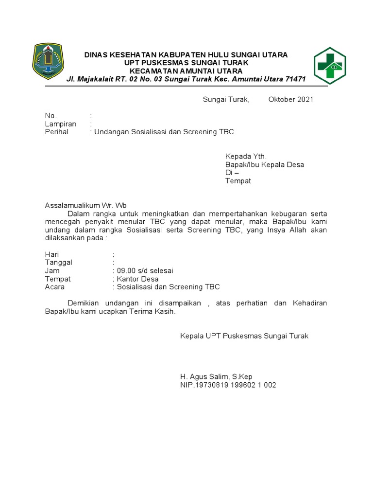 Undangan Sosialisasi TB | PDF