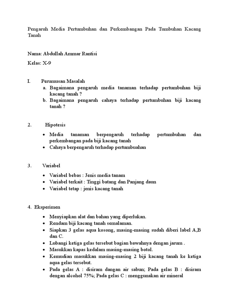 Tugas Analisis Tahapan Metode Ilmiah - Abdullah Ammar Rantisi X-9 | PDF
