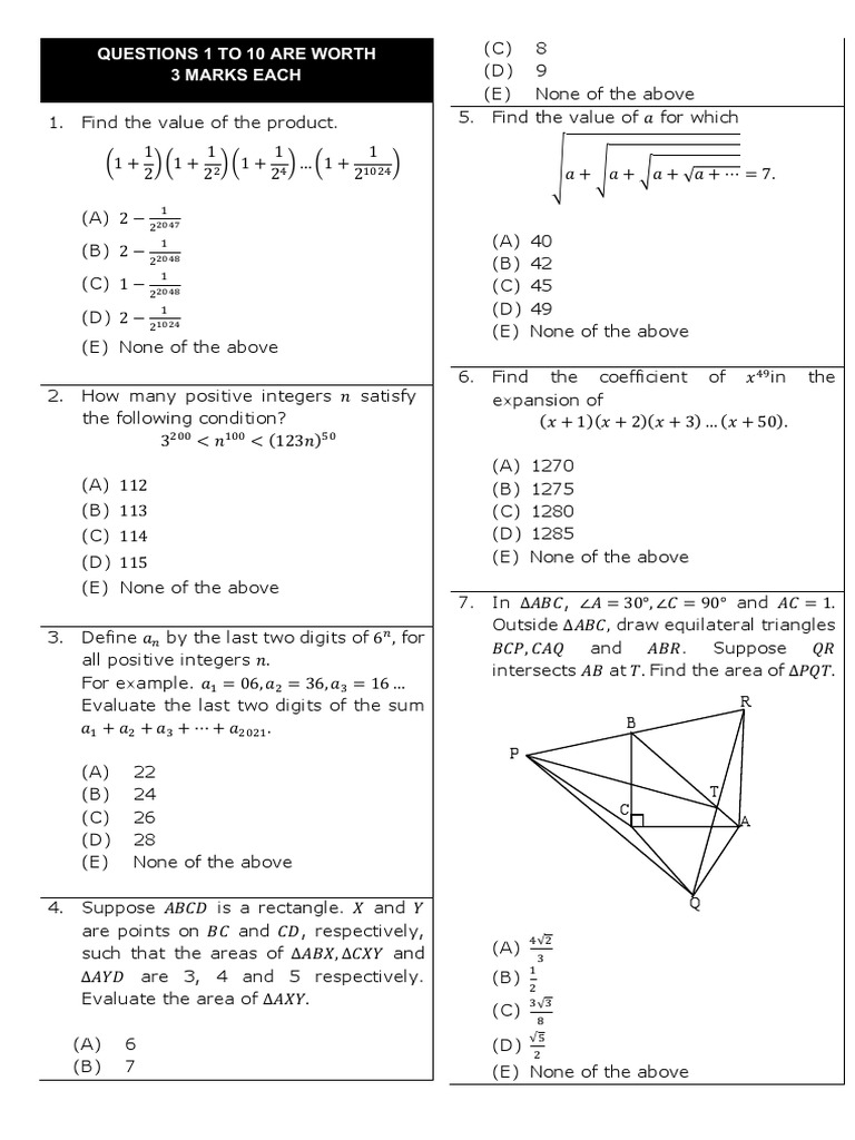 SEAMO Paper E | Download Free PDF | Mathematics | Discrete Mathematics