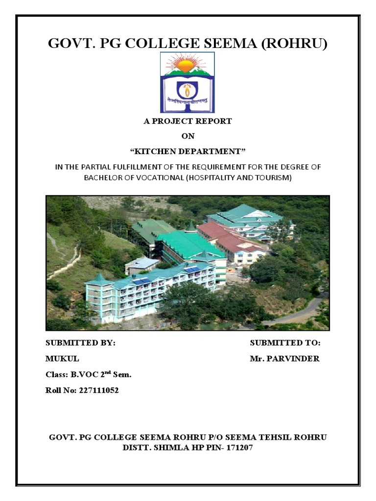 Nitish Verma B.voc 2ND Sem Project Report | PDF | Hotel | Kitchen