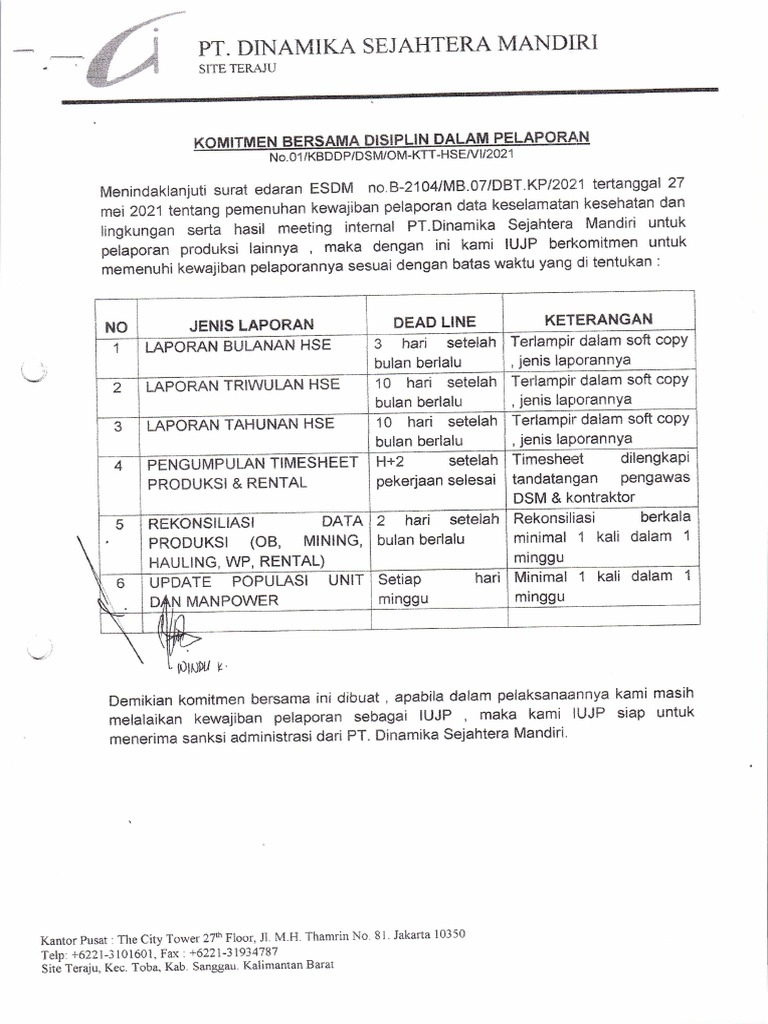Komitmen Bersama Dalam Pelaporan | PDF