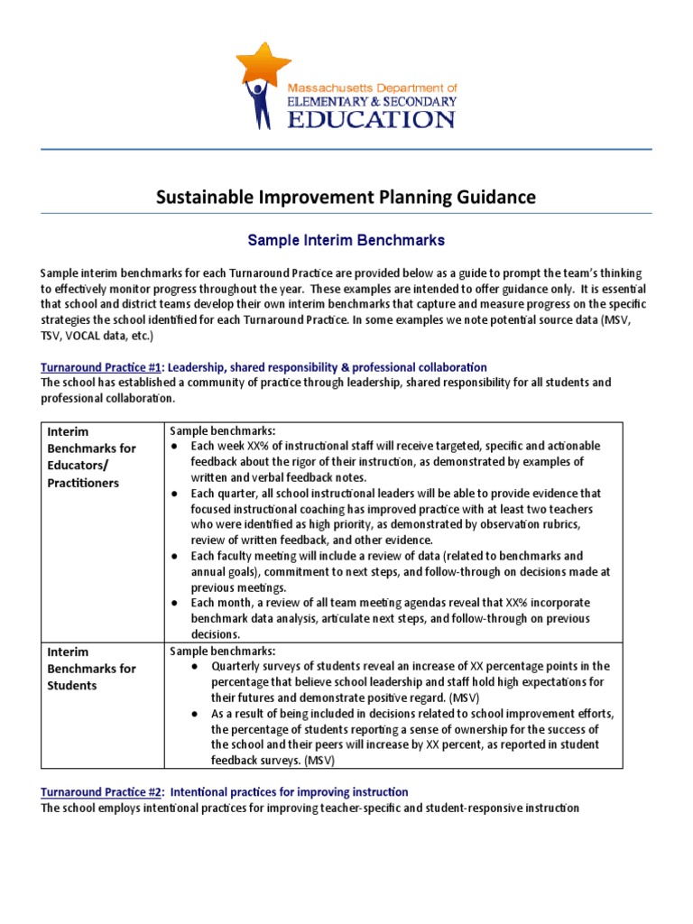 Sample Benchmarks | PDF | Benchmarking | Teachers