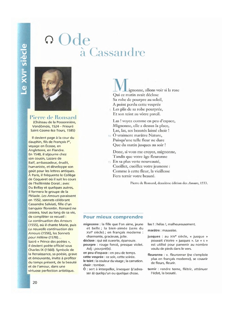 Cassandre Poem in French | PDF