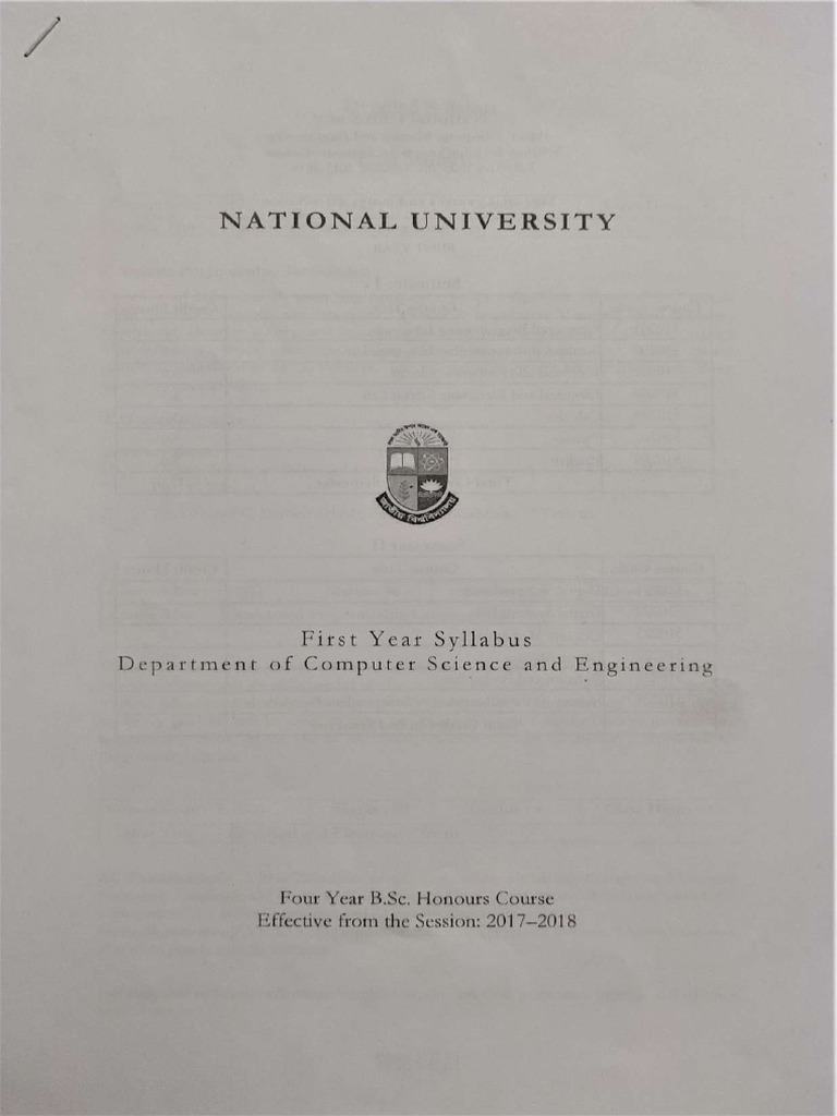 NU CSE 1st Year Syllabus | PDF