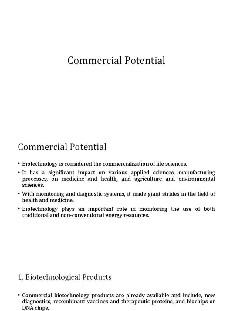 Commercial Potential | PDF | Biotechnology | Molecular Cloning