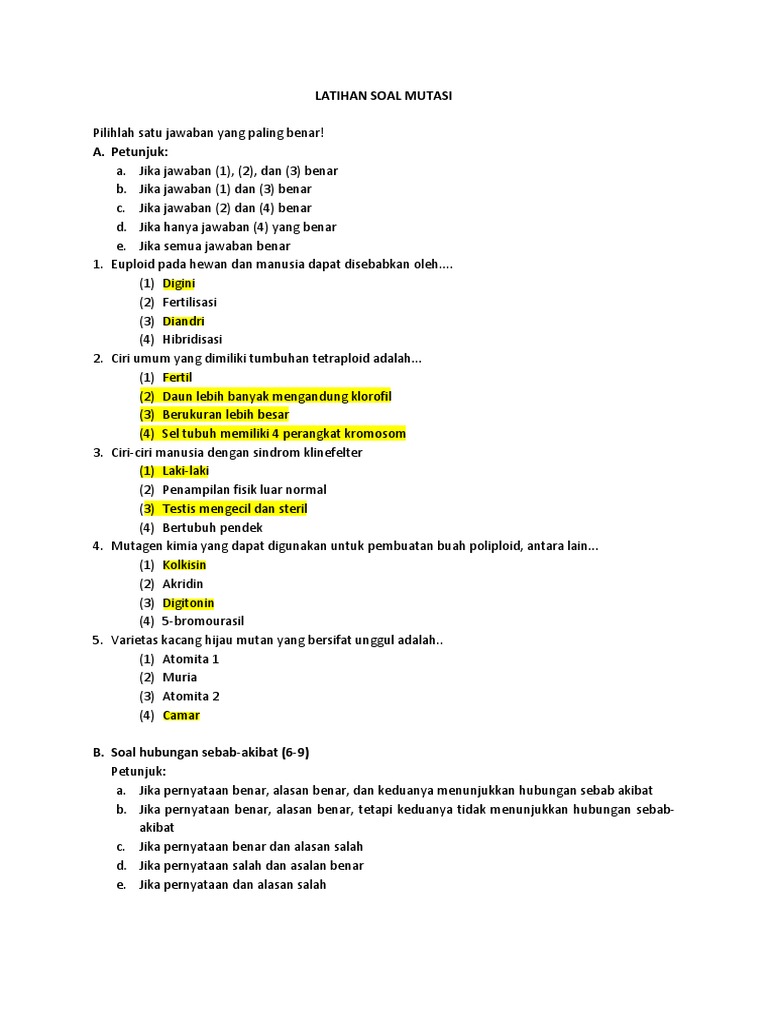 Latihan Soal Mutasi | PDF