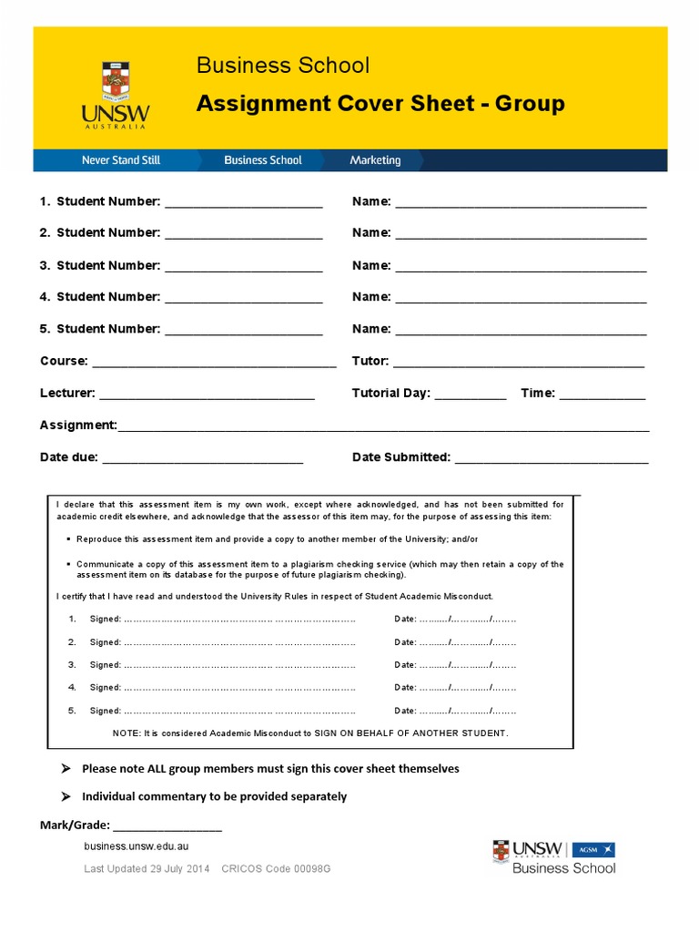 UNSW Business Group Assignment Cover | PDF | Career & Growth