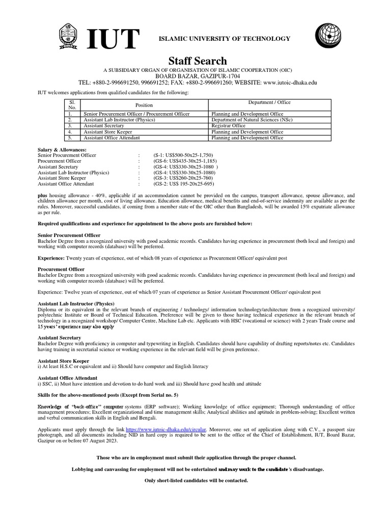 IUT Job Openings: Apply Now! | PDF | Cost Of Living
