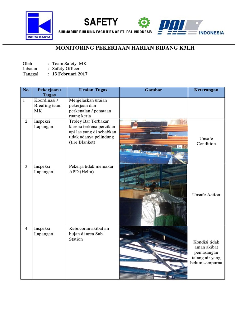 LAPORAN HARIAN HSE MK (BLN Ke - 5) | PDF