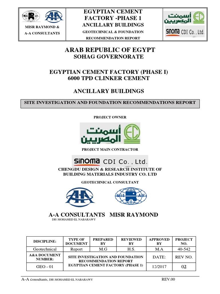 Geotechnical Report for Cement Factory | PDF | Geotechnical Engineering ...