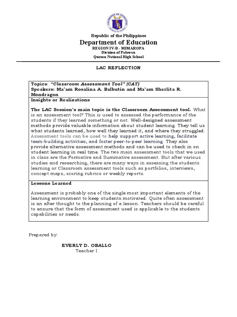 Lac Reflection Journal | PDF