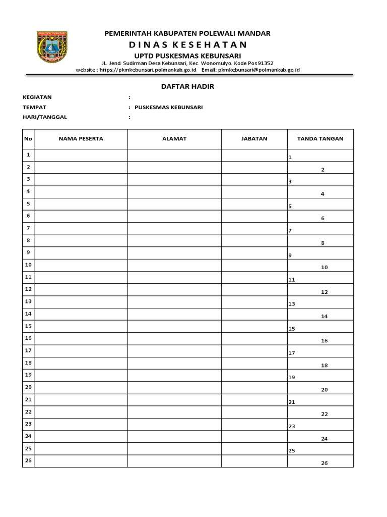 Daftar Hadir PKM Kebunsari | PDF