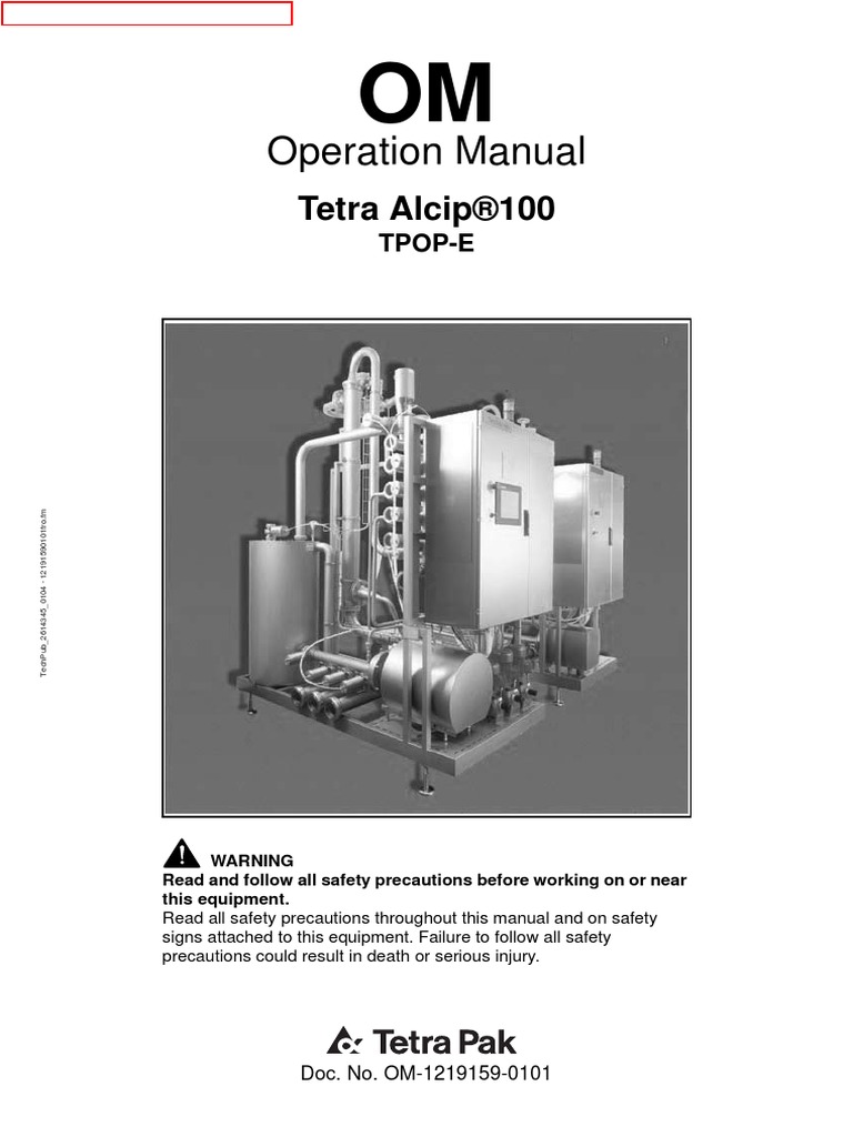 Operation Manual: Tetra Alcip®100 | PDF | Safety | Power Supply