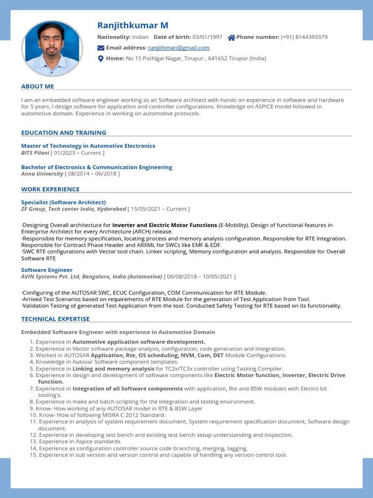 CV - Ranjithkumar M | PDF | Version Control | Software