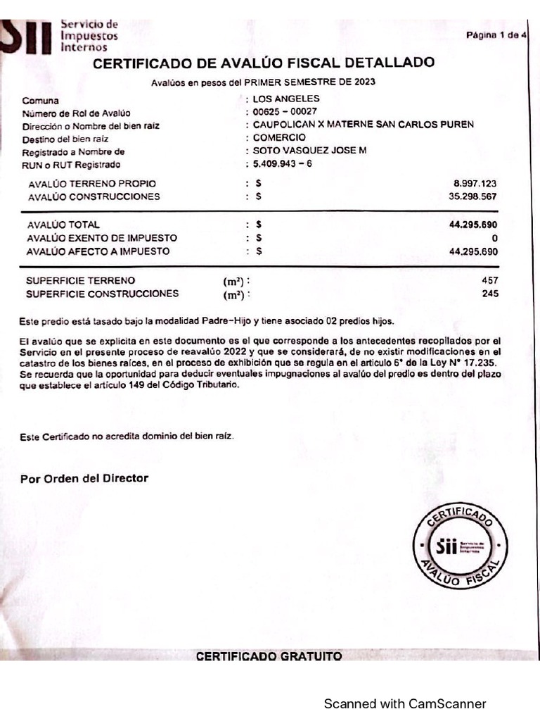 Certificado de Avaluo Fiscal | PDF