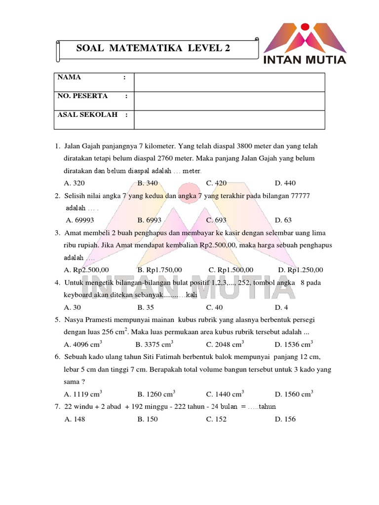 Matematika Level 2 | PDF