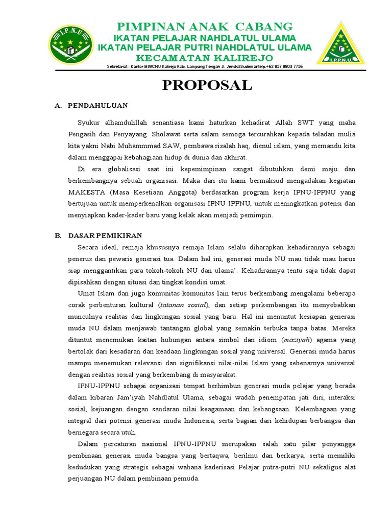 PROPOSAL KEGIATAN IPNU IPPNU KALIREJO SS | PDF