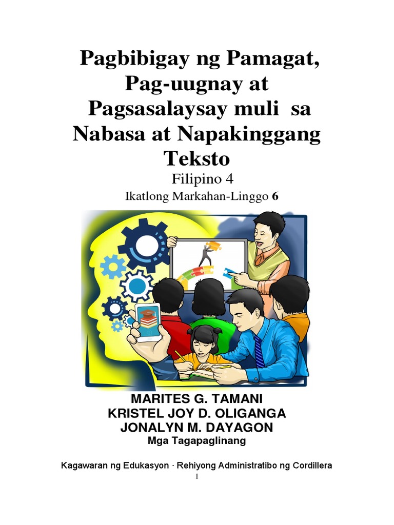 Fil 4 Q3 W6 Pagbibigay Pamagat... Tamane Et - Al Kalinga Final | PDF