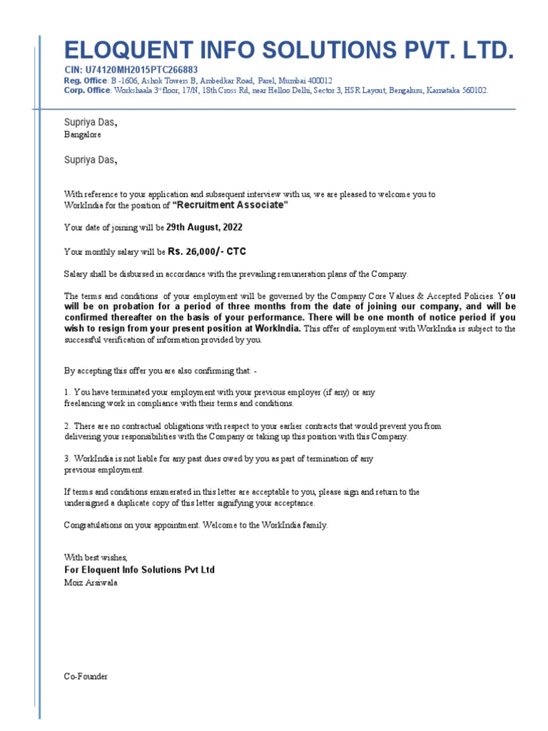 Offer Letter | PDF