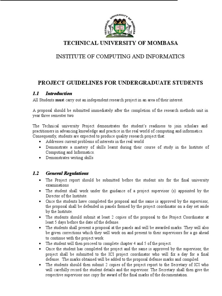 TUM Undergraduate Project Guidelines | PDF | Methodology | Scope ...