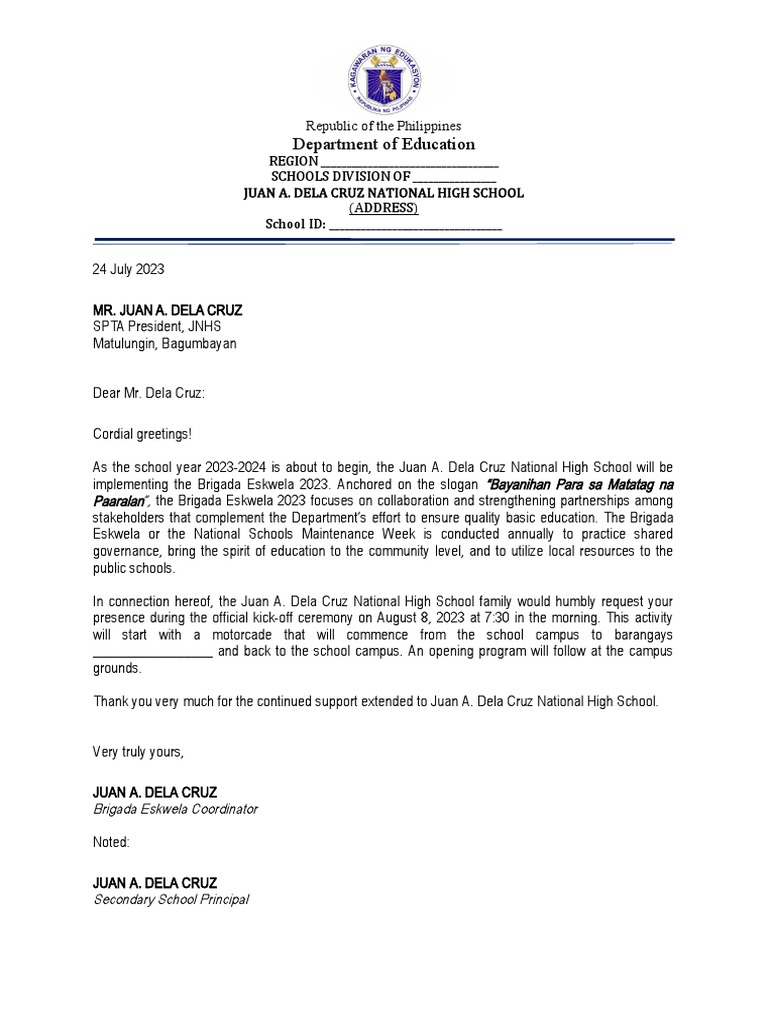 Sample Communication For SPTA President | PDF