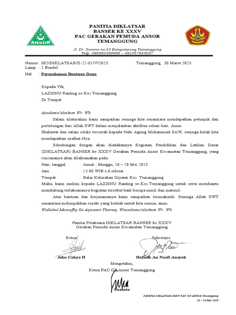 Permohonan Dana LAZIS Ranting | PDF