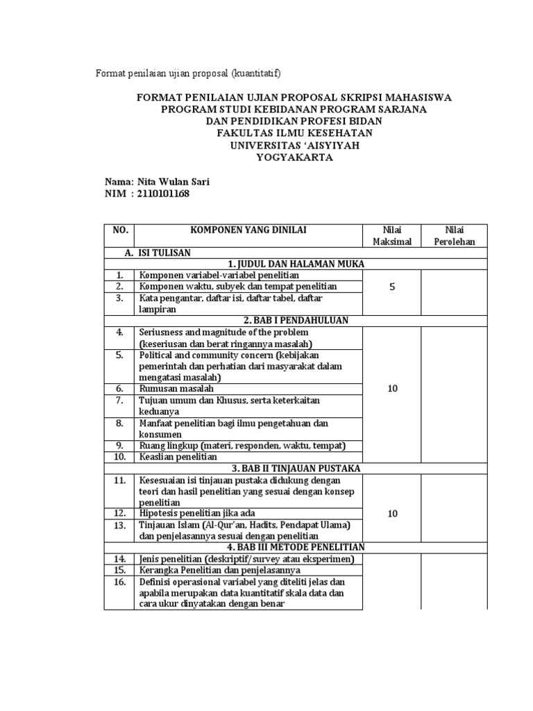 Lembar Penilaian Nita Wulan Sari | PDF