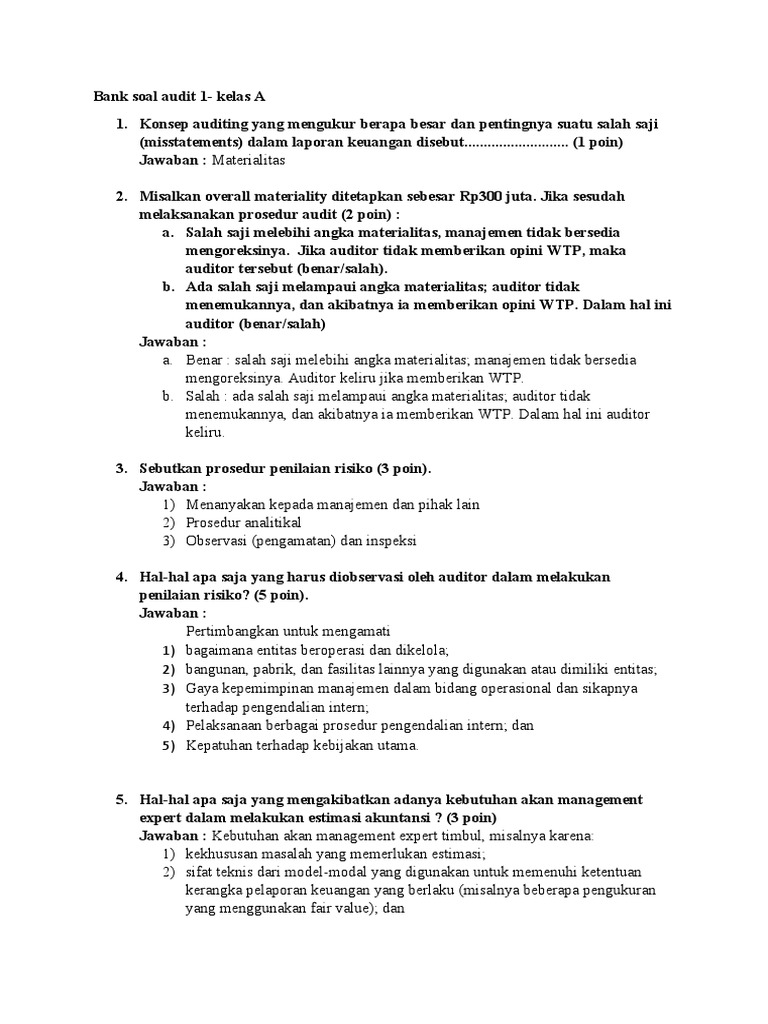 Soal Audit untuk Mahasiswa Akuntansi | PDF