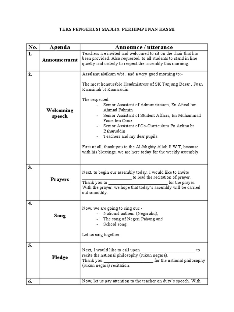 Teks Ucapan Assembly | PDF