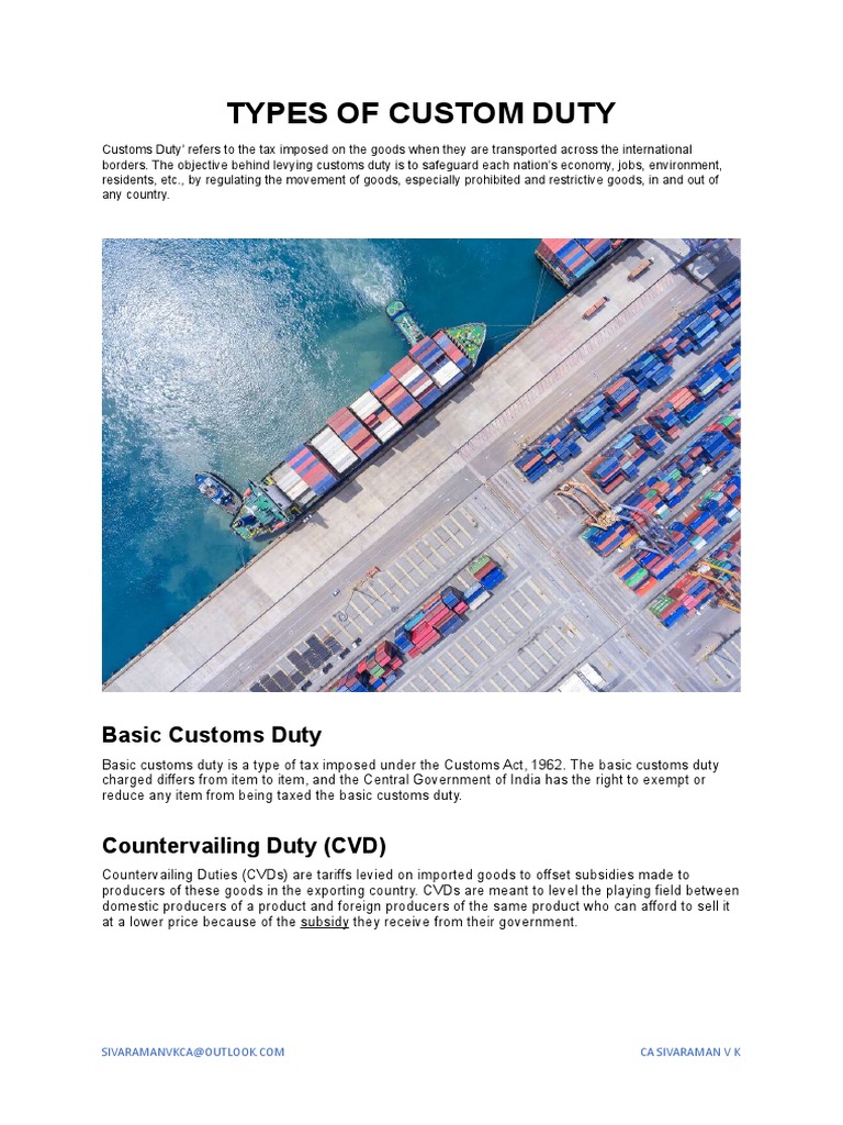 Types of Customs Duty | Download Free PDF | Dumping (Pricing Policy ...