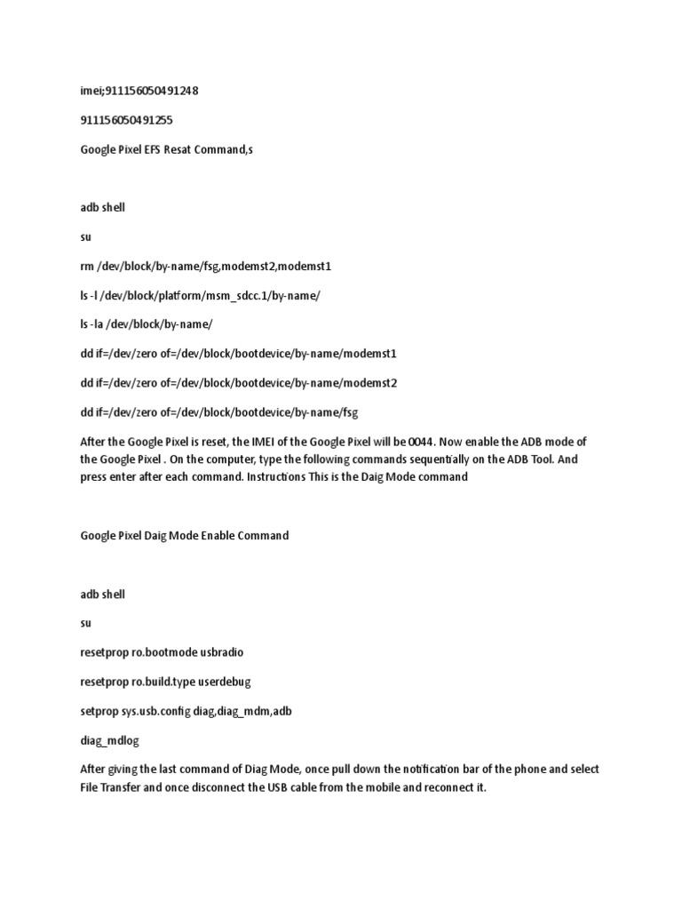 Google Pixel IMEI Repair Guide | PDF