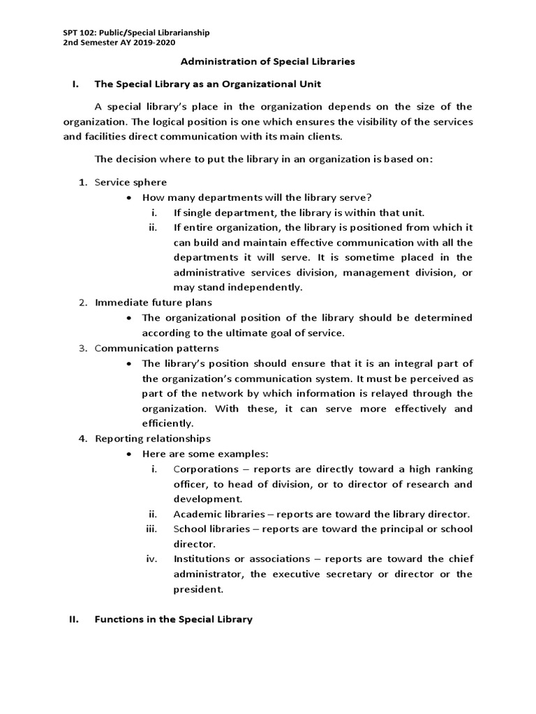 Administration of Special Libraries | PDF | Libraries | Librarian