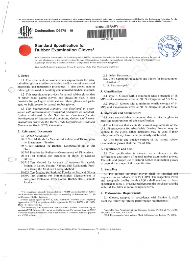 Astm D3578-19 | PDF