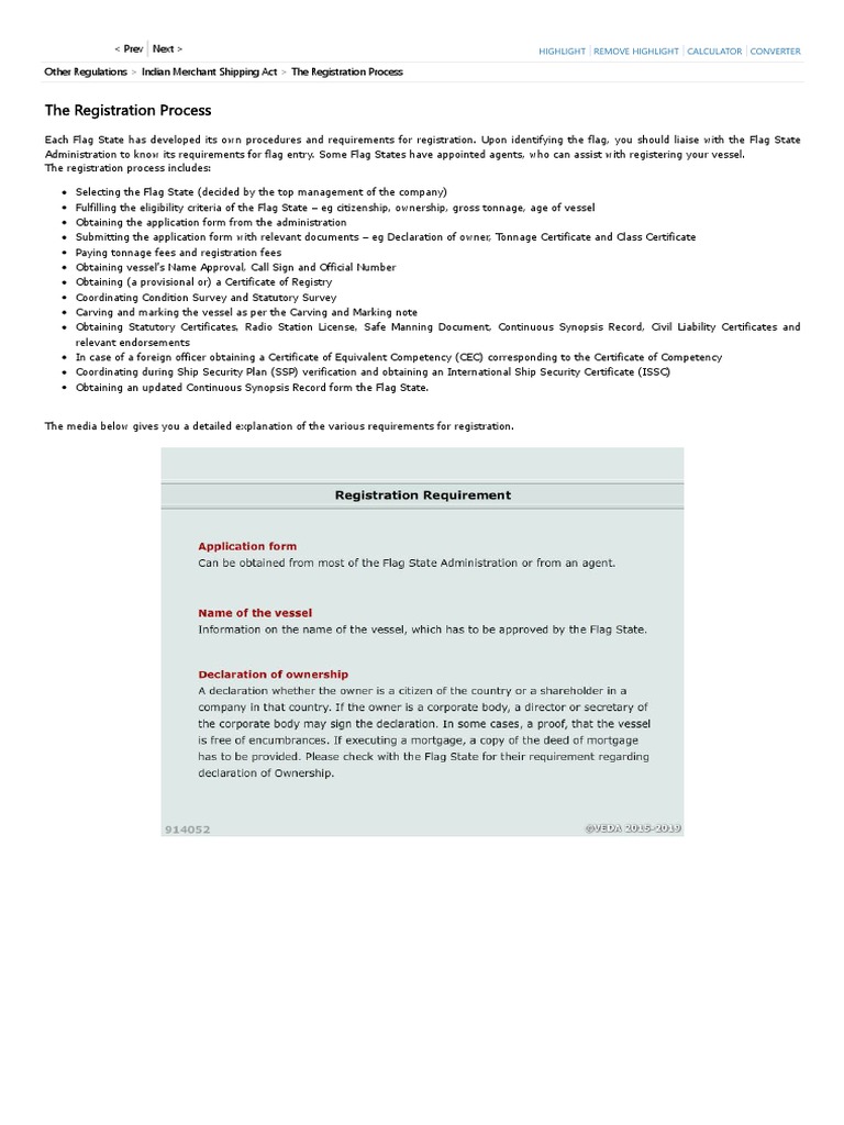 Ship Registration Process - DG | PDF | Tonnage | Shipping