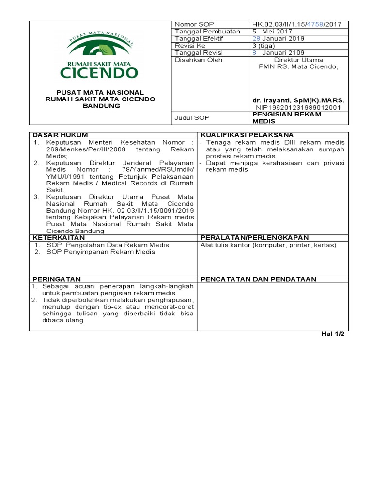 SOP Pengisian RM | PDF