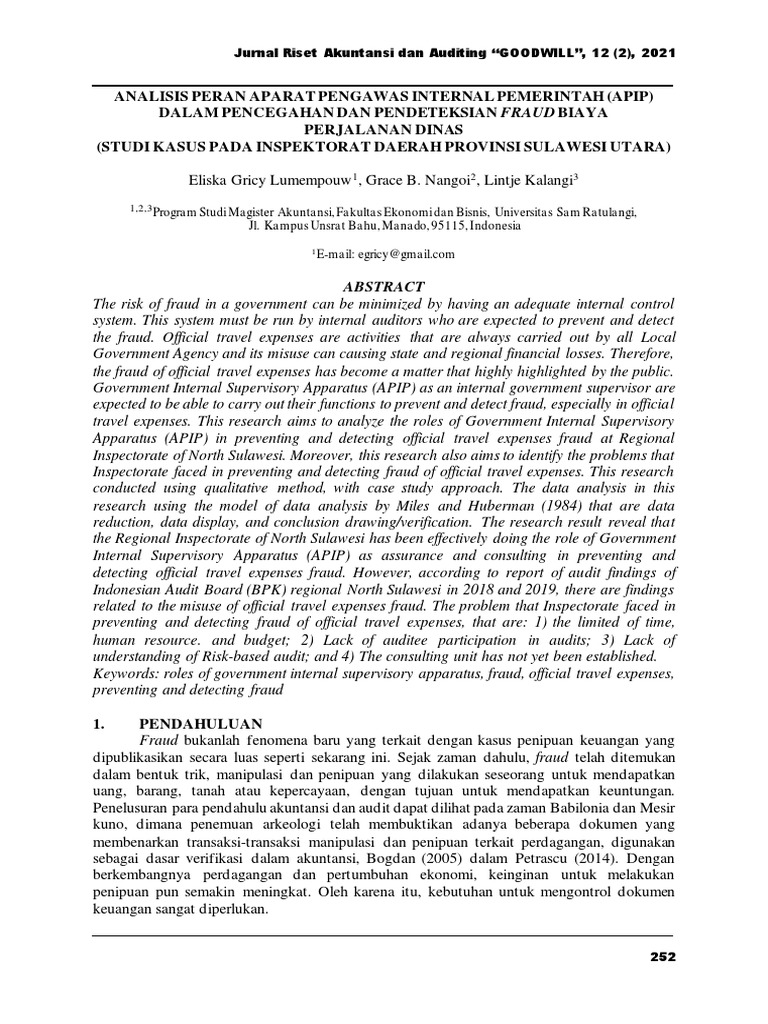 Analisis Peran Aparat Pengawas Internal Pemerintah (Apip) | PDF | Audit ...