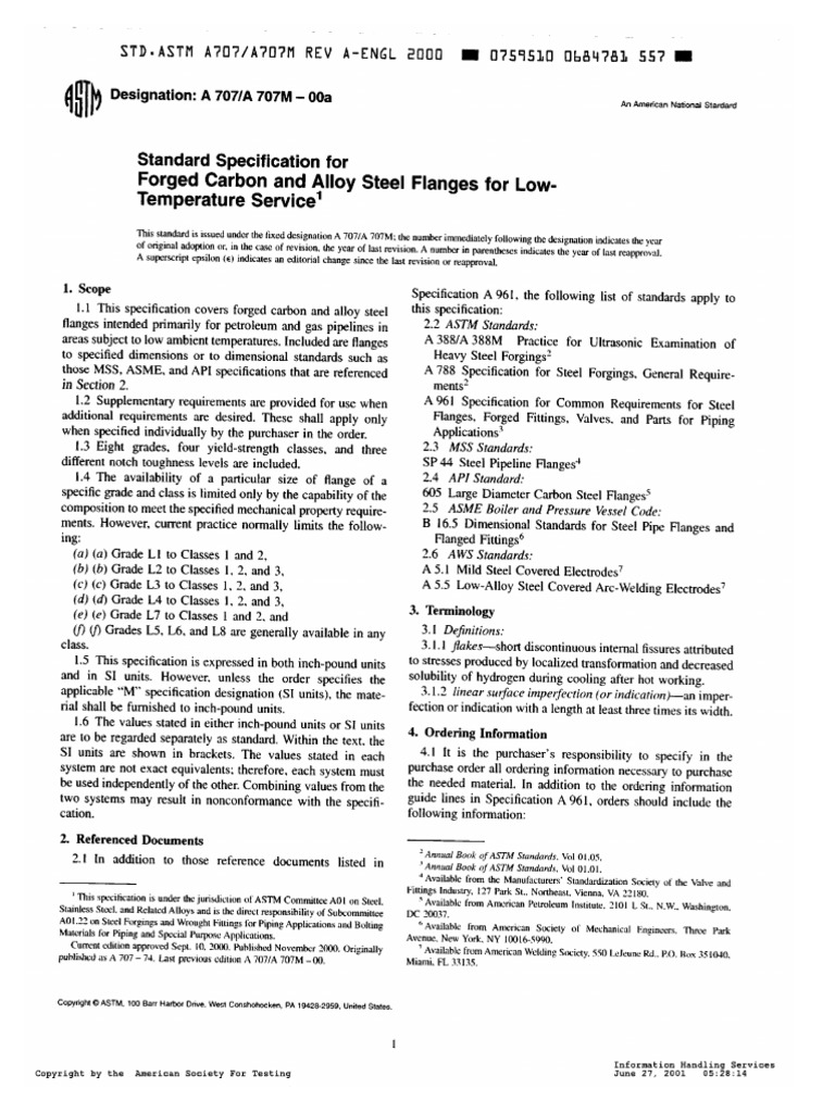 ASTM A 707 Forged Carbon and Alloy Steel Flanges For Low Temperature ...