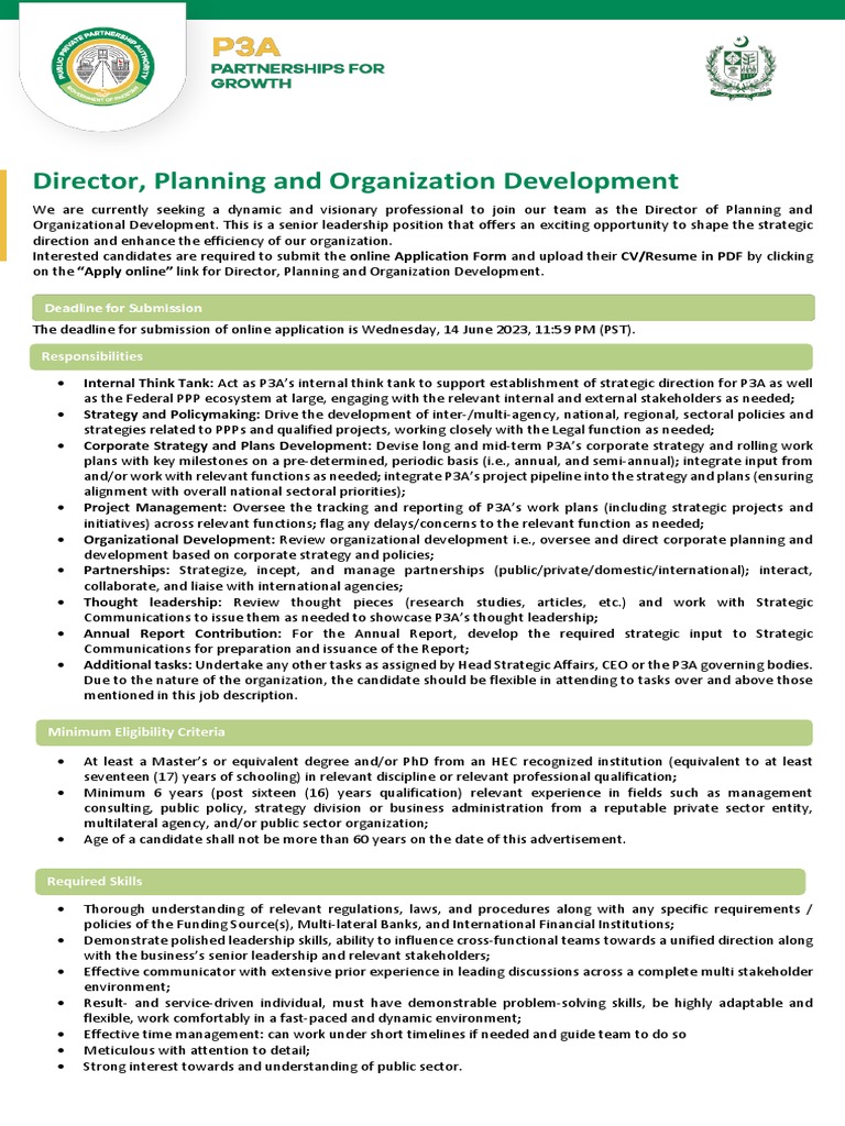 4 - Director Planning and Organisation Development | PDF | Leadership ...