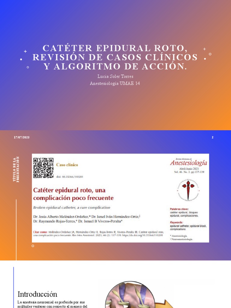CATETER PERIDURAL ROTO | PDF