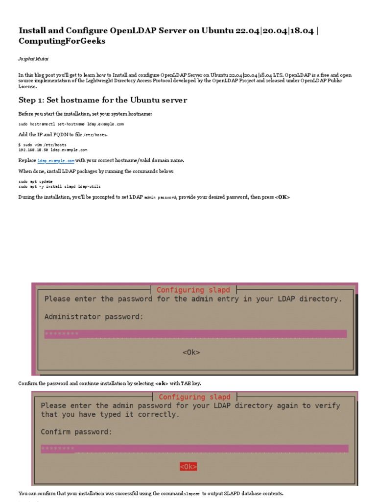 Install and Configure OpenLDAP Server On Ubuntu 22.04 20.04 18.04 ComputingForGeeks | PDF