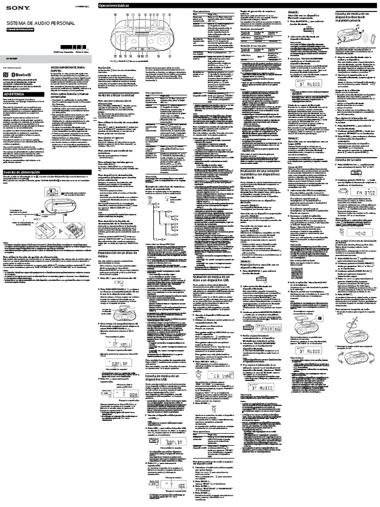 Manual Grabadora Sony ZS RS70BT | PDF | Bluetooth | Archivo de computadora