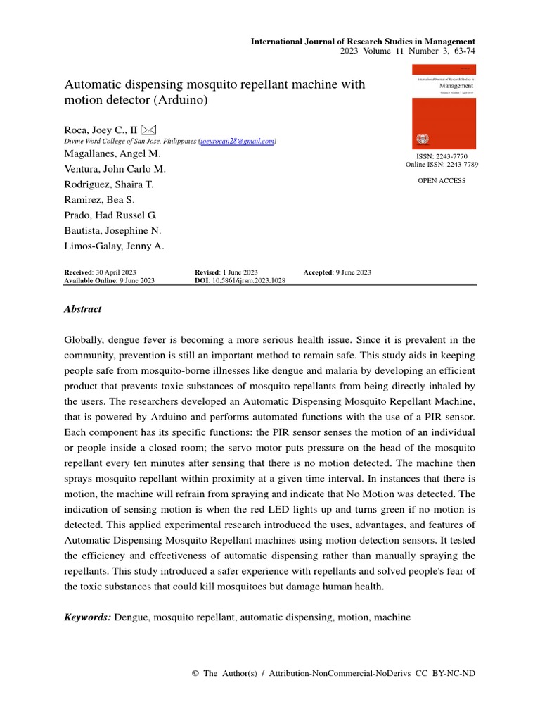 Automatic Dispensing Mosquito Repellant Machine With Motion Detector