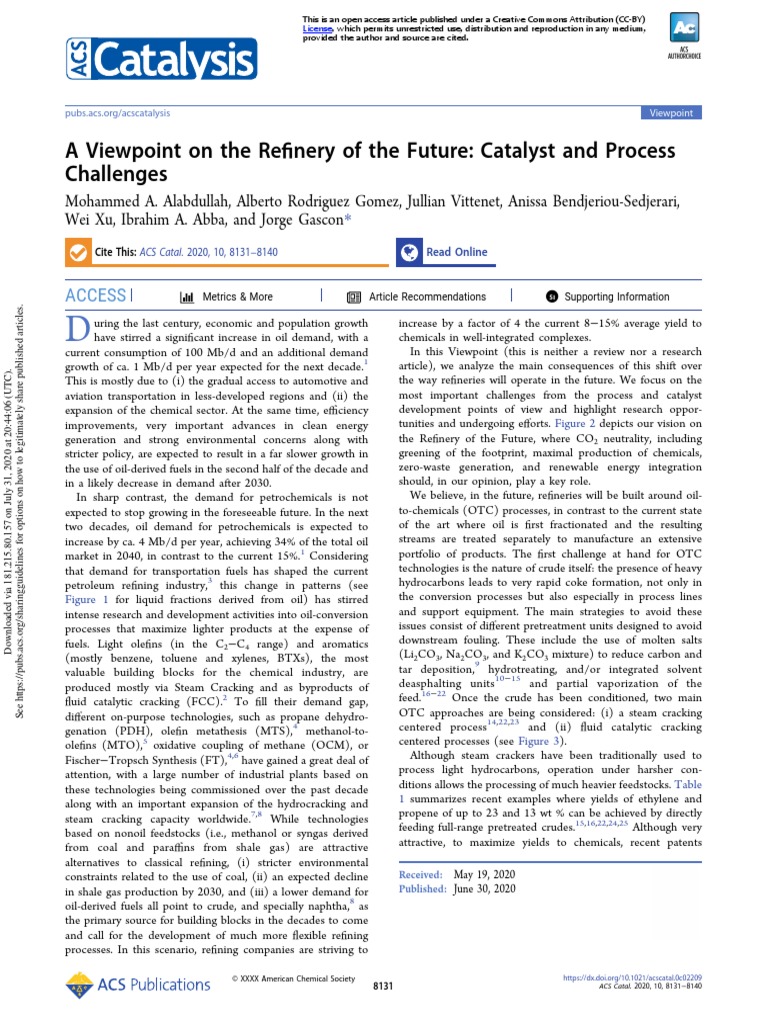 A Viewpoint On The Refinery of The Future Catalyst | PDF | Cracking ...