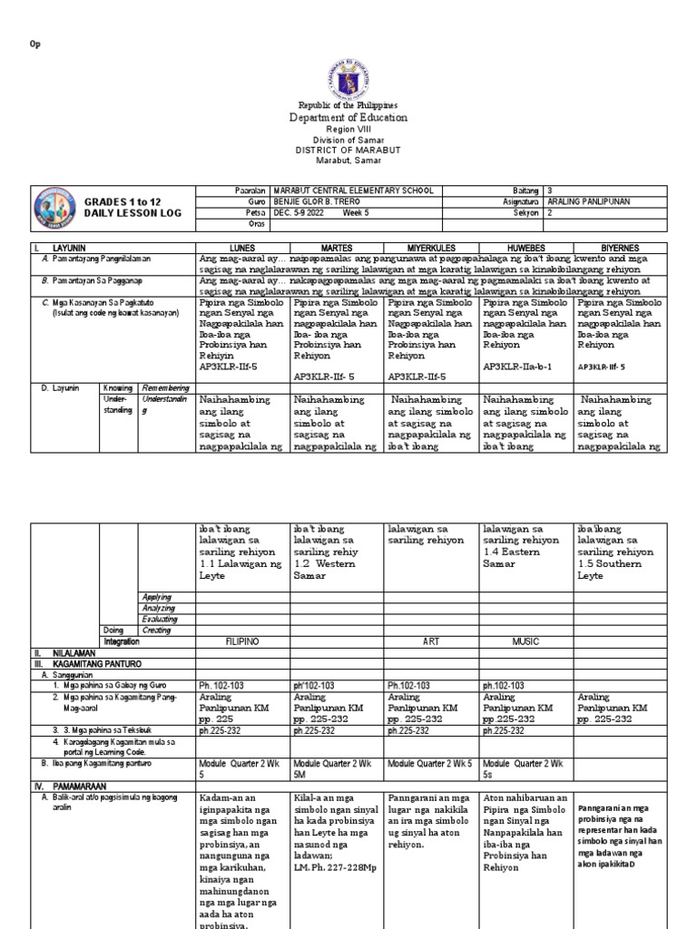 Daily Lesson Log AP Week 1 | PDF