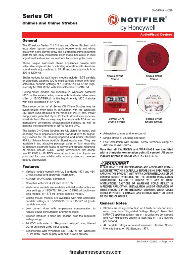 notifier-series-ch-chimes-and-chime-strobes-2106854397 | PDF ...