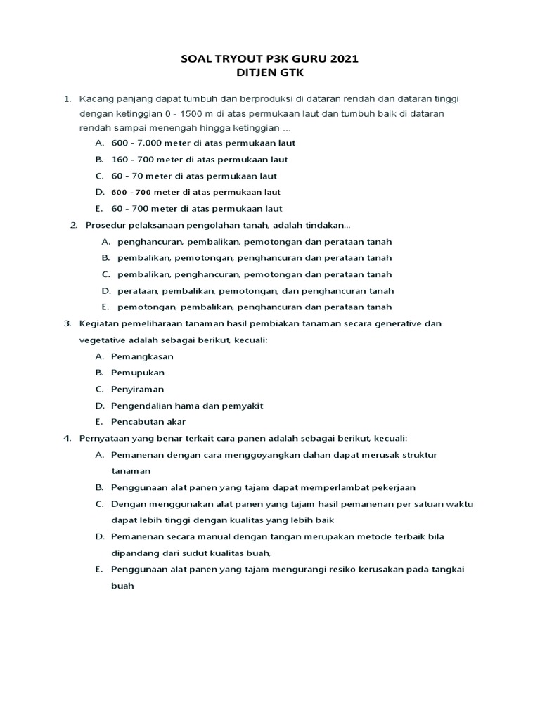 Soal Tryout P3K Guru 2021 | PDF | Kesehatan Holistik | Sains & Matematika