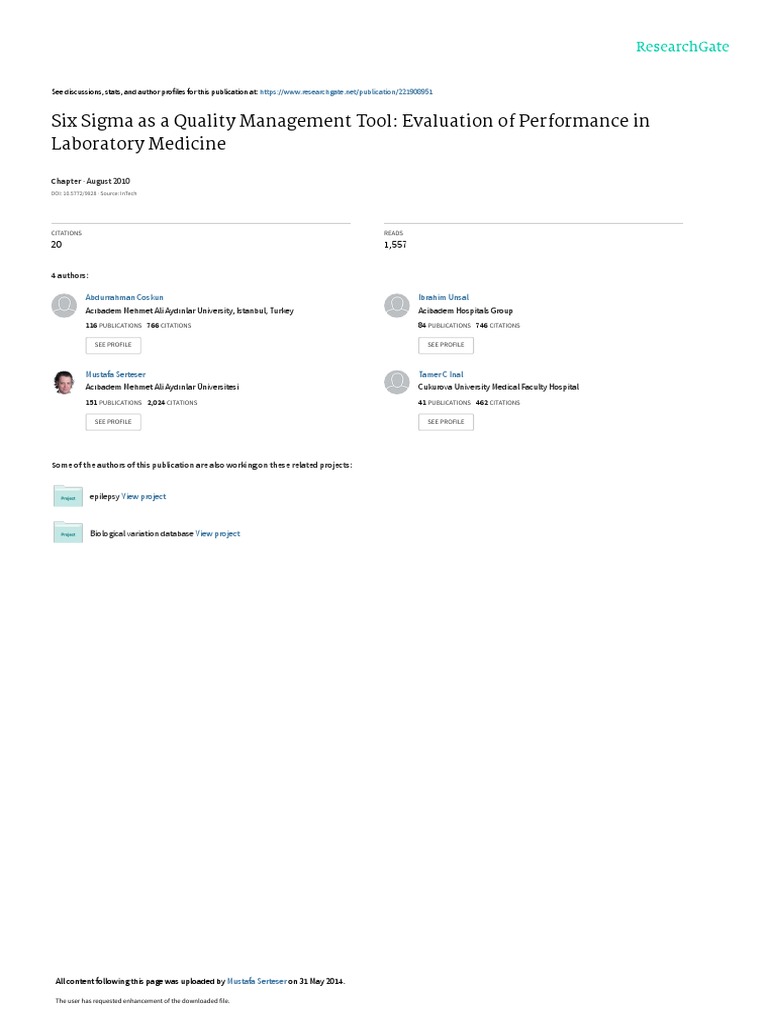 Six Sigma As A Quality Management Tool: Evaluation of Performance in ...