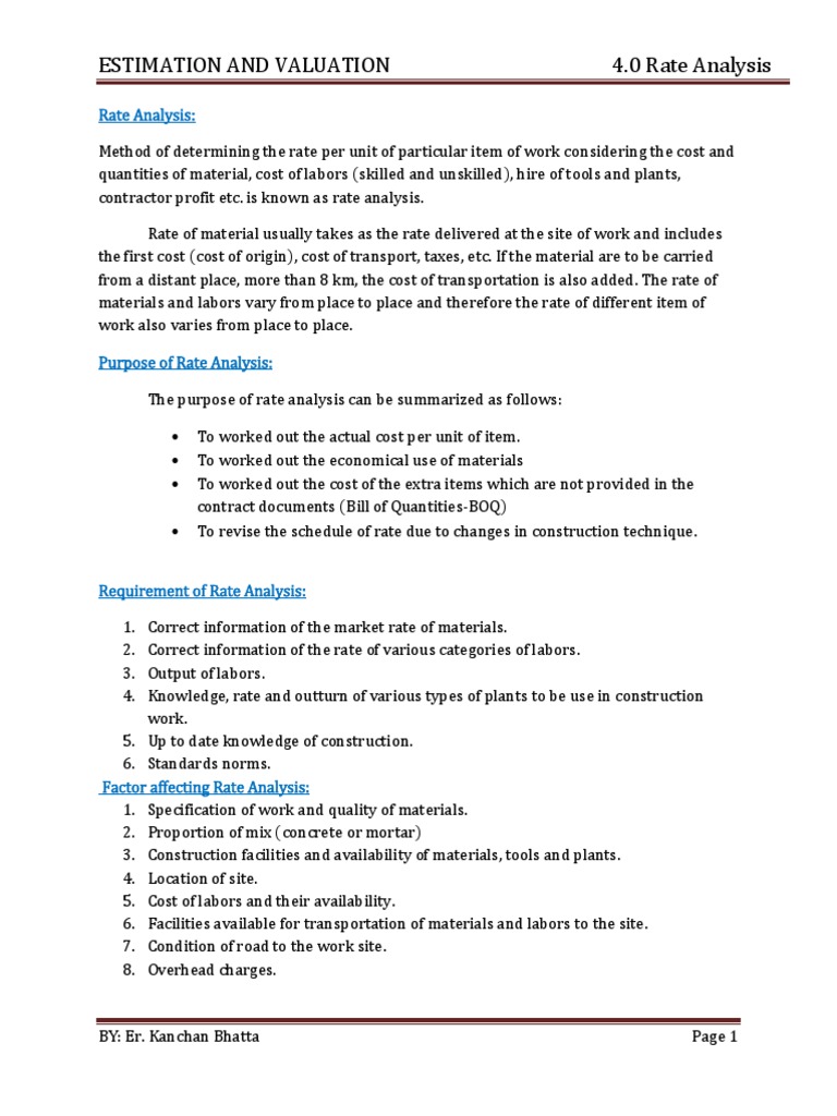 Rate Analysis | PDF | Labour Economics | Mortar (Masonry)