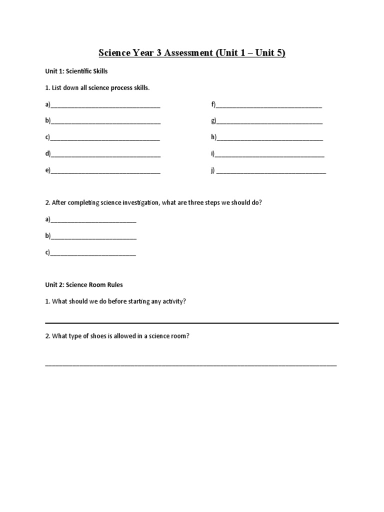 Science Year 3 Assessment | Download Free PDF | Digestion | Food Energy