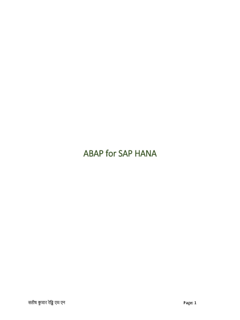 ABAP On Hana | PDF | Databases | Parameter (Computer Programming) ABAP On Hana | PDF | Databases | Parameter (Computer Programming)